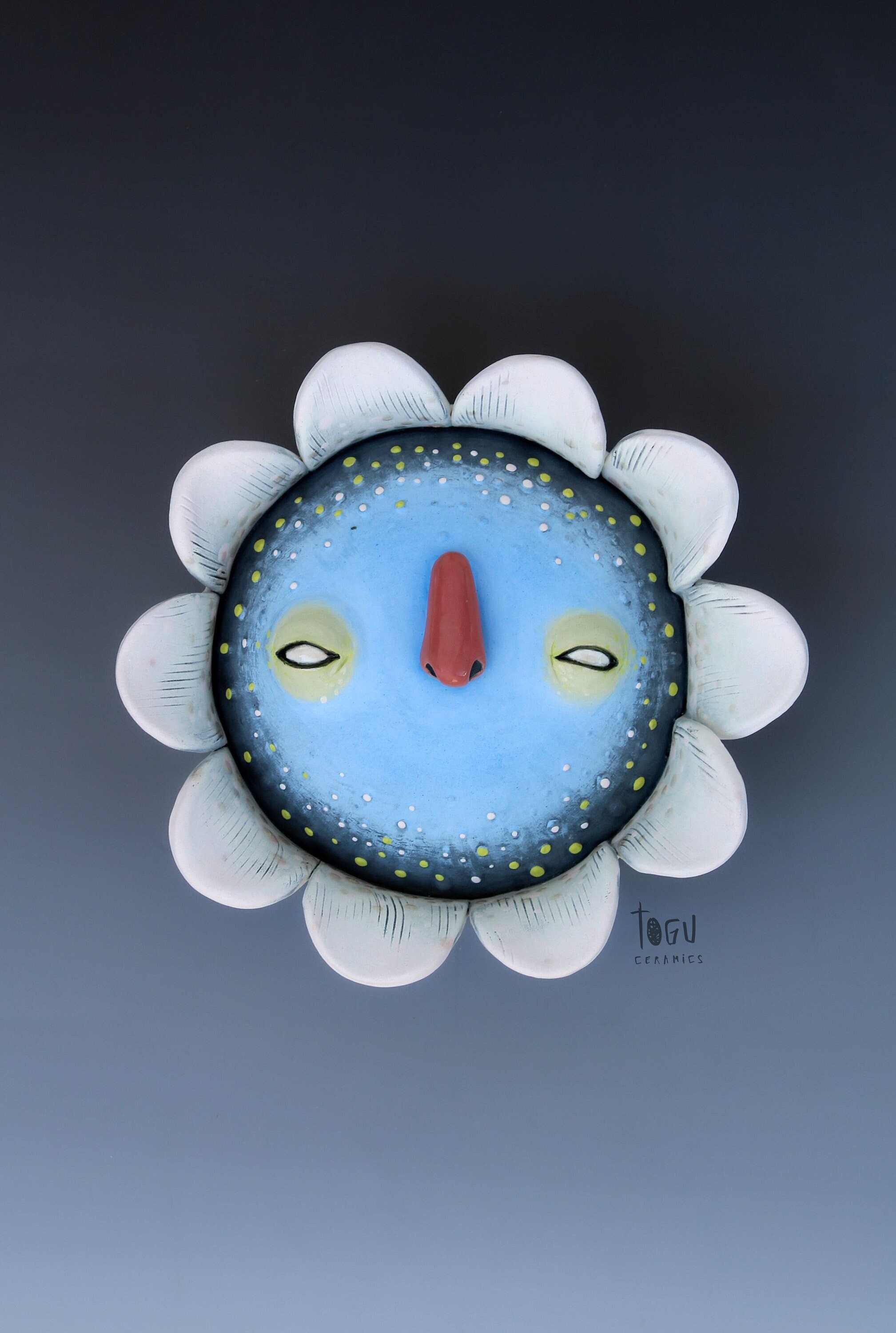 Ceramic Wall Art - Flower Sculpture - Ceramic Mask - Ceramic Home Decor ...