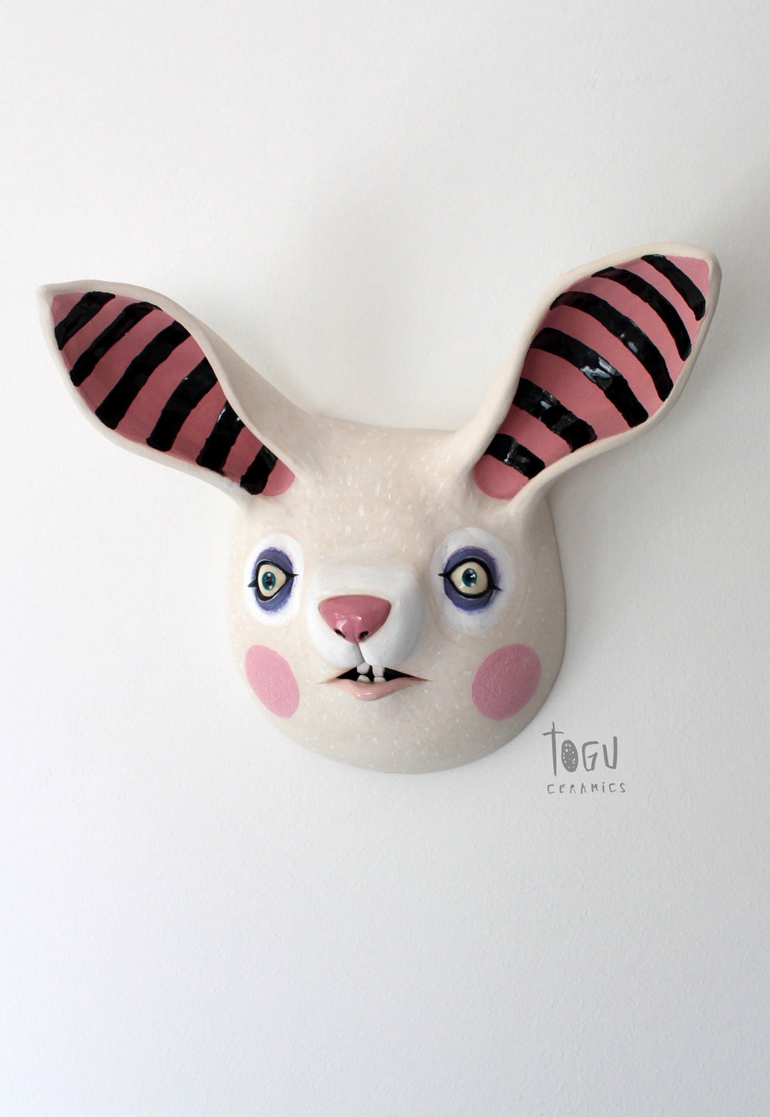 Ceramic Wall Art, Ceramic Rabbit Sculpture, Ceramic Mask, Bunny Mask - Etsy