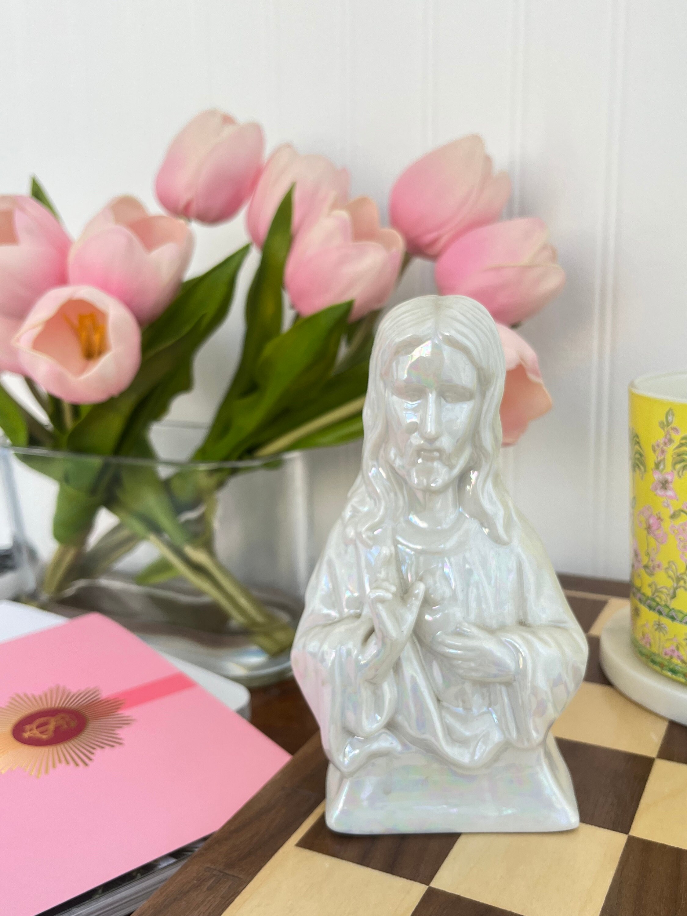 White Iridescent Jesus Statue/bust Catholic Icon Home Decor Religious ...