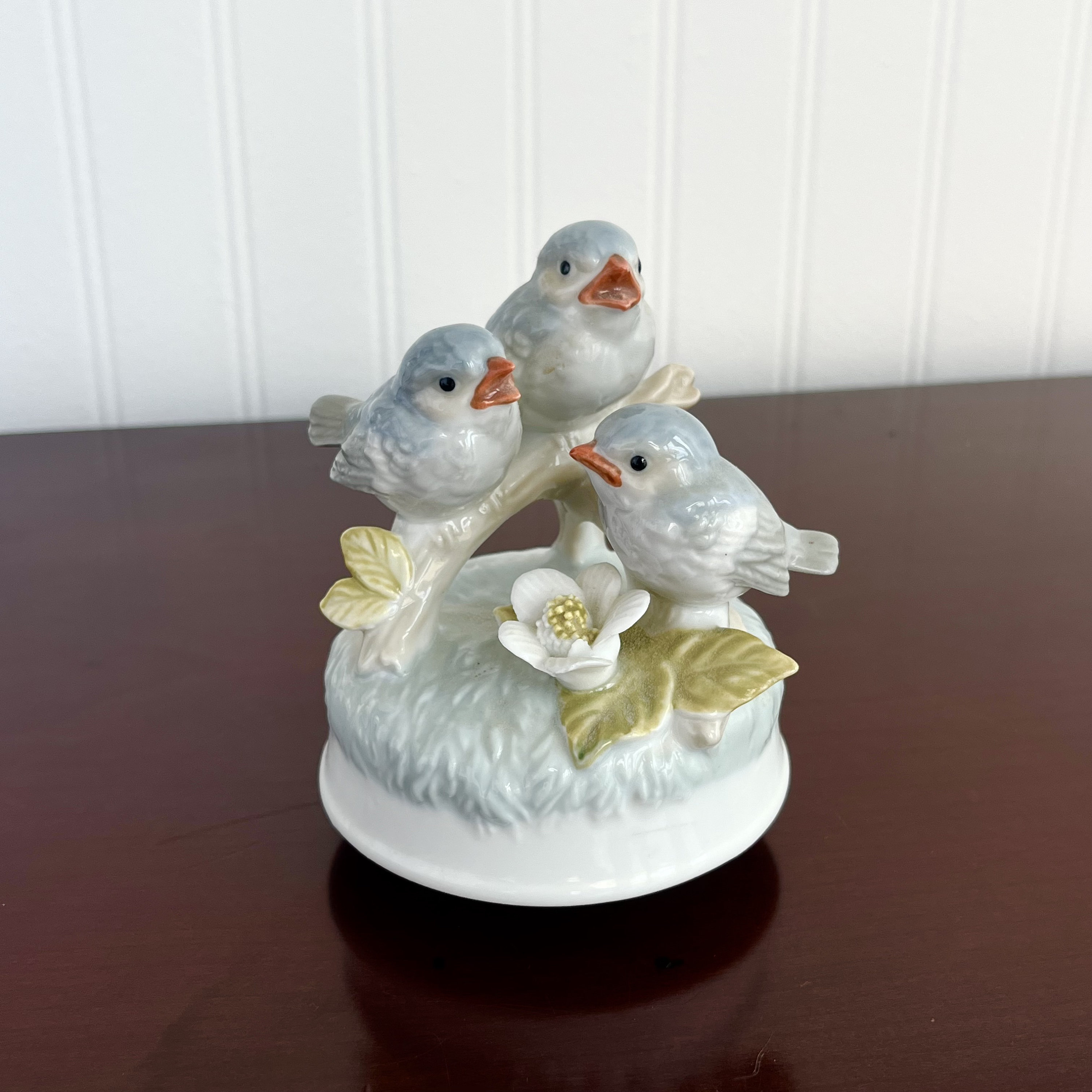 Otagiri Japanese Flower & Songbird Porcelain Music Box - Pastel Blue ...