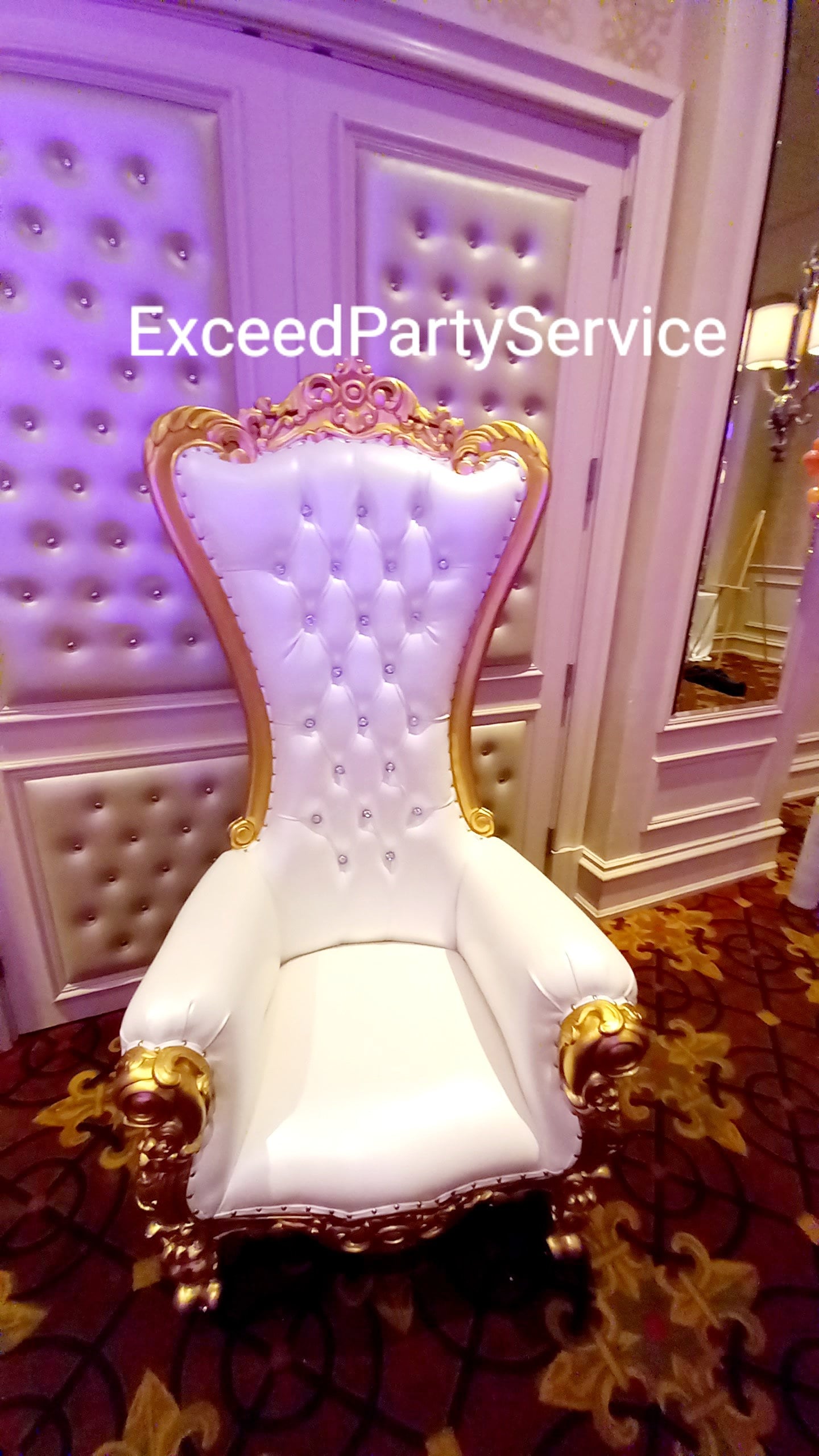 White and Gold Throne Chair LOCAL RENTAL Nassau County New - Etsy