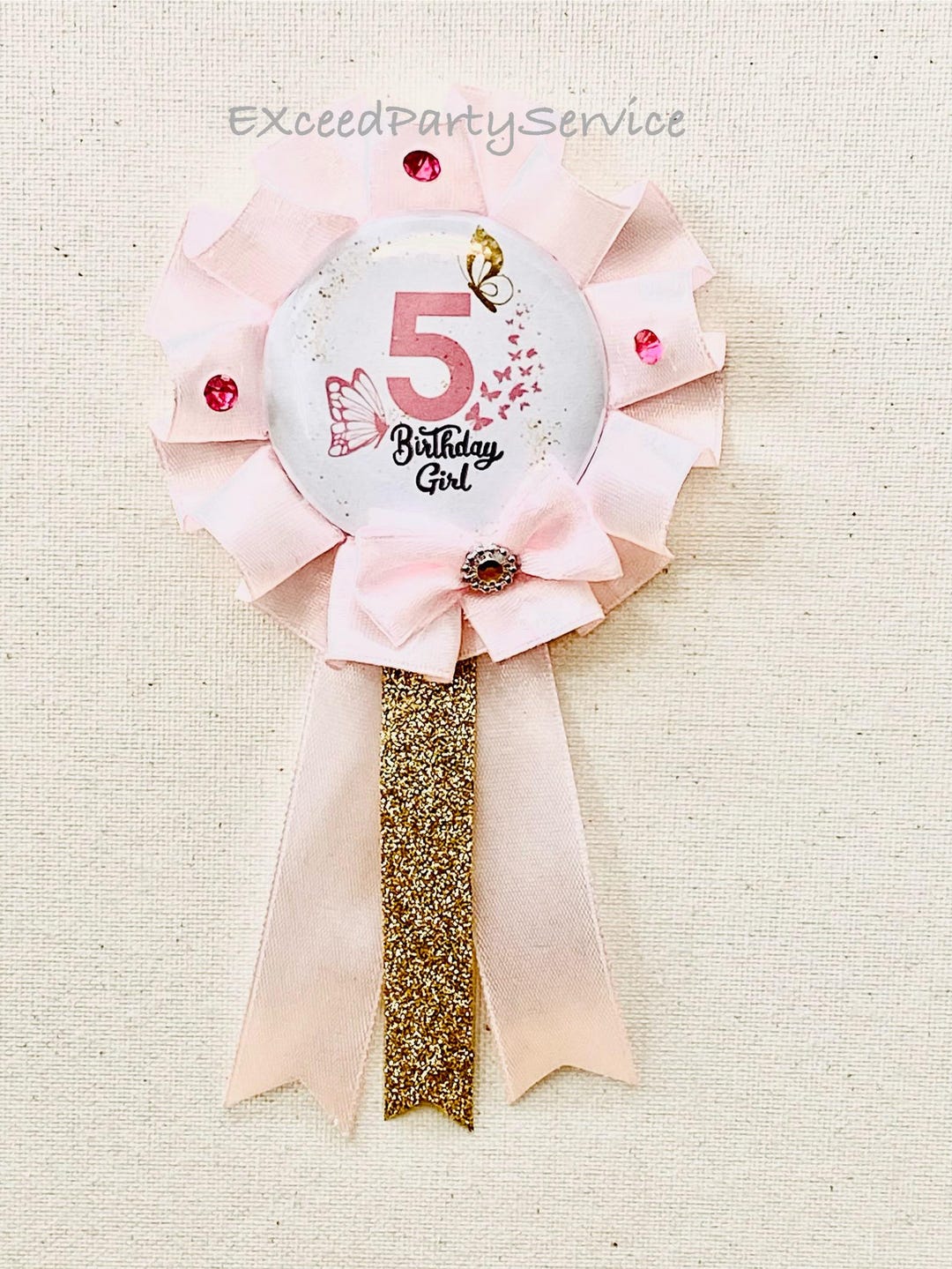 Butterfly Birthday Badge Pin Girls Birthday Badge Custom Award Ribbon ...