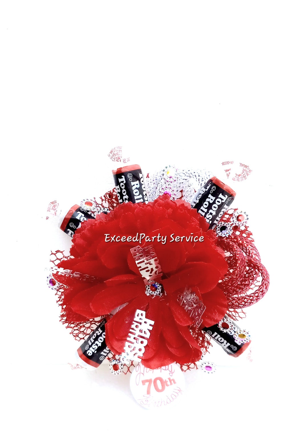 Red Happy Birthday Party Floral Candy Corsage Birthday Party Corsage ...