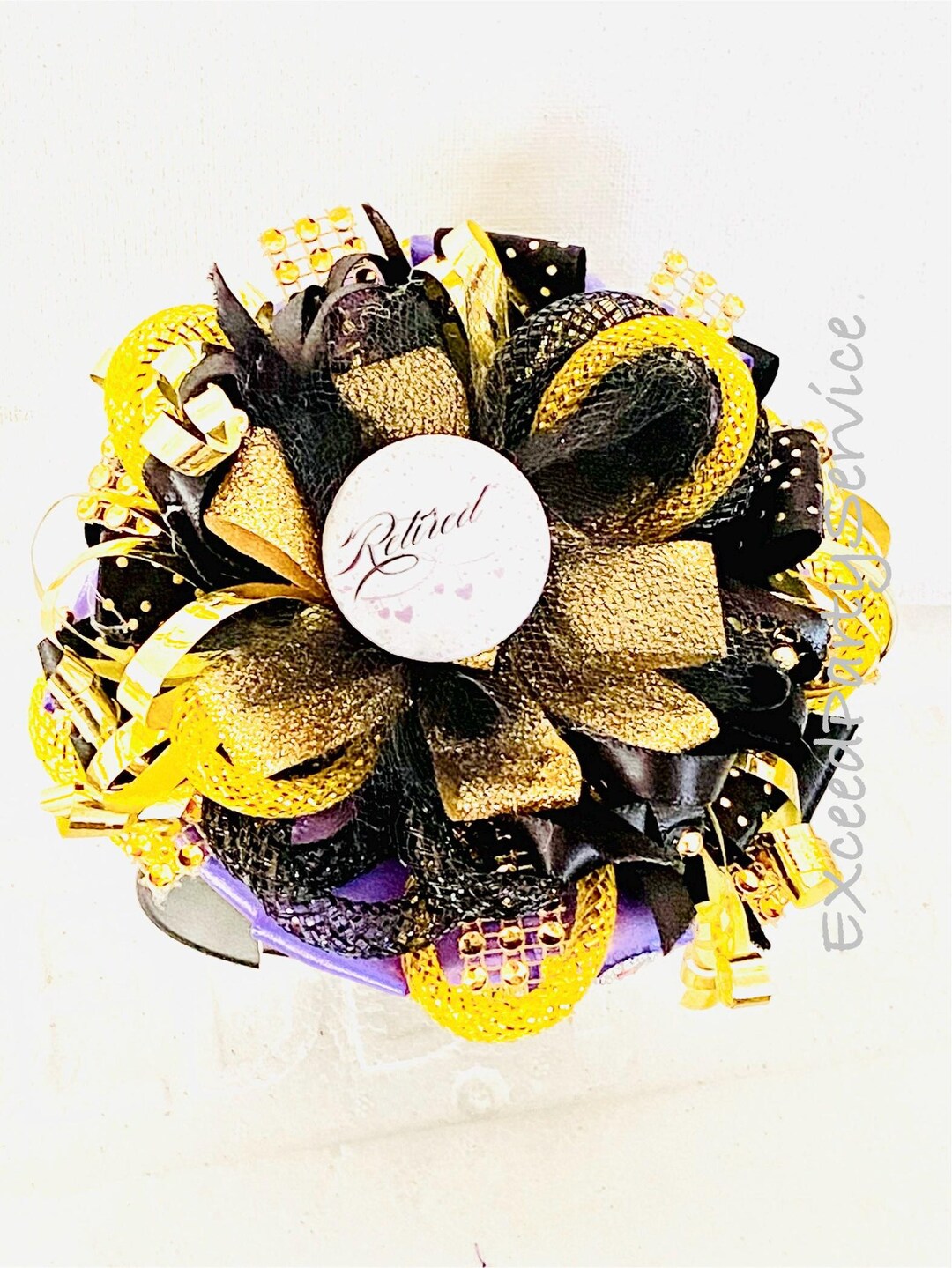 Retirement Party Black ,purple and Gold Theme Retirement Ribbon Wrist ...