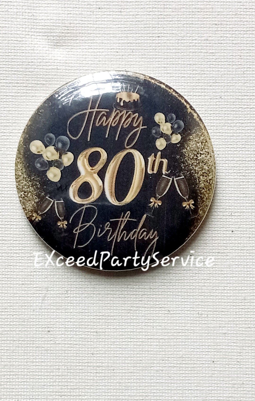 Happy 80th Birthday Party Ribbon Badge Corsage Custom Birthday Badge ...