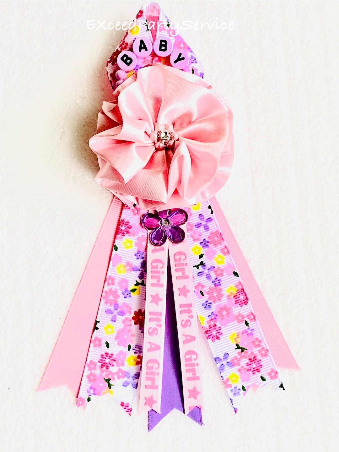 Girl Baby Shower Party Floral Ribbon Baby Shower /mommy to Be Ribbon ...