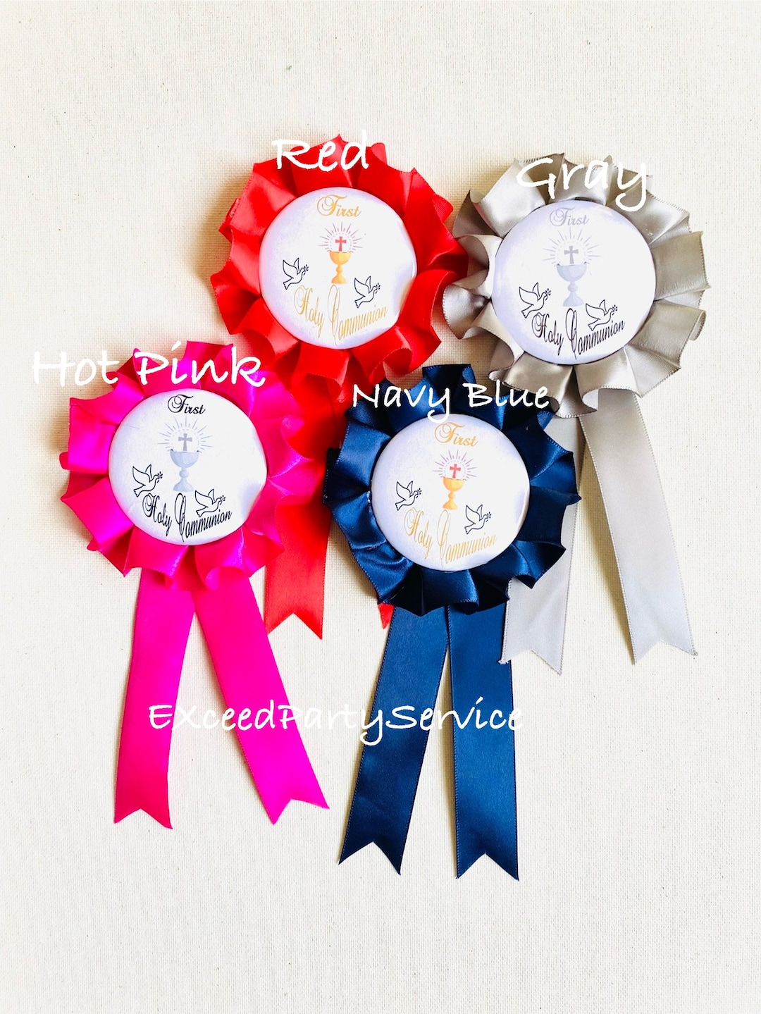 First Communion Celebration Party Button Badge Pin (select Color) - Etsy