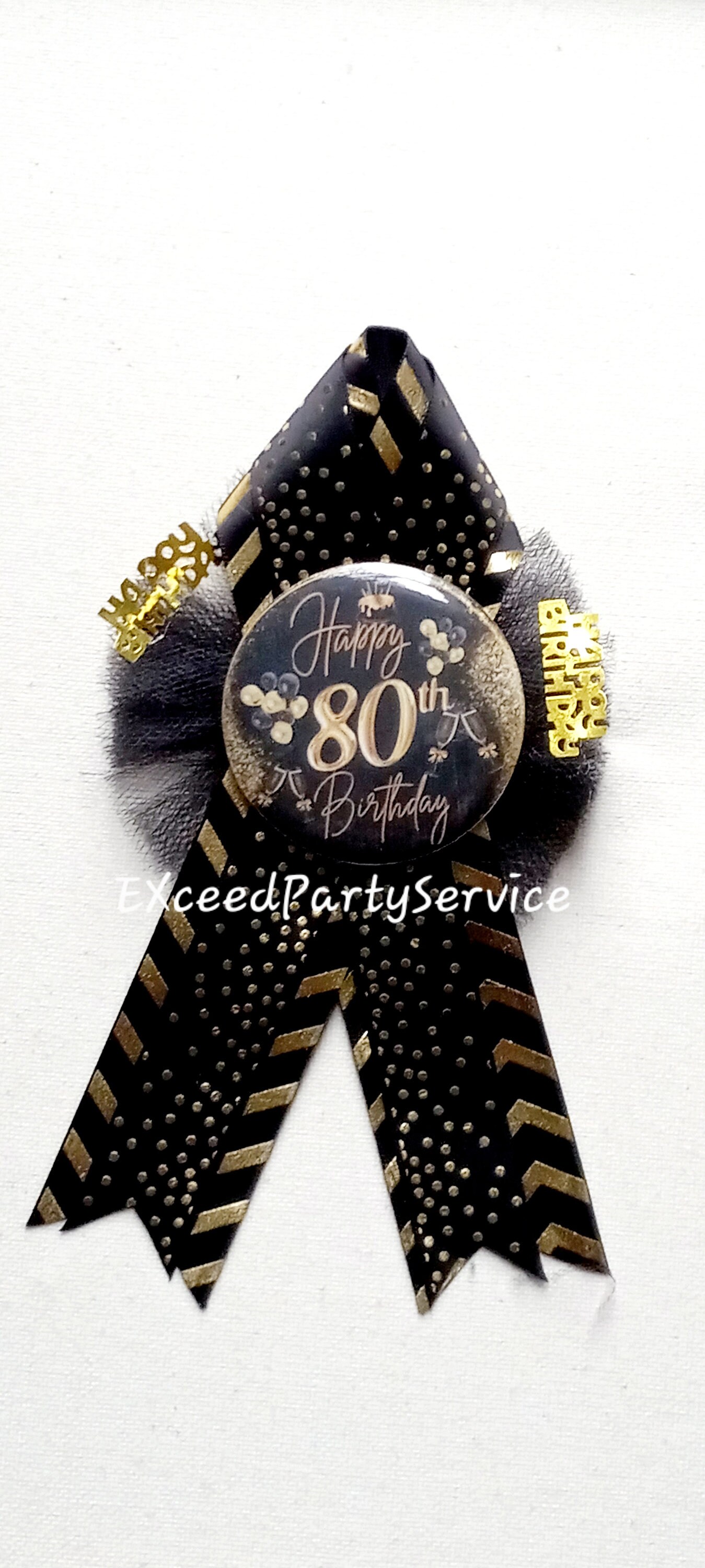Happy 80th Birthday Party Ribbon Badge Corsage Custom Birthday Badge ...
