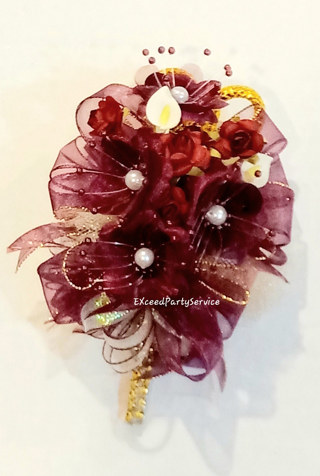 Birthday Party Corsage /wedding Corsage/burgundy Bridal Shower Corsage ...