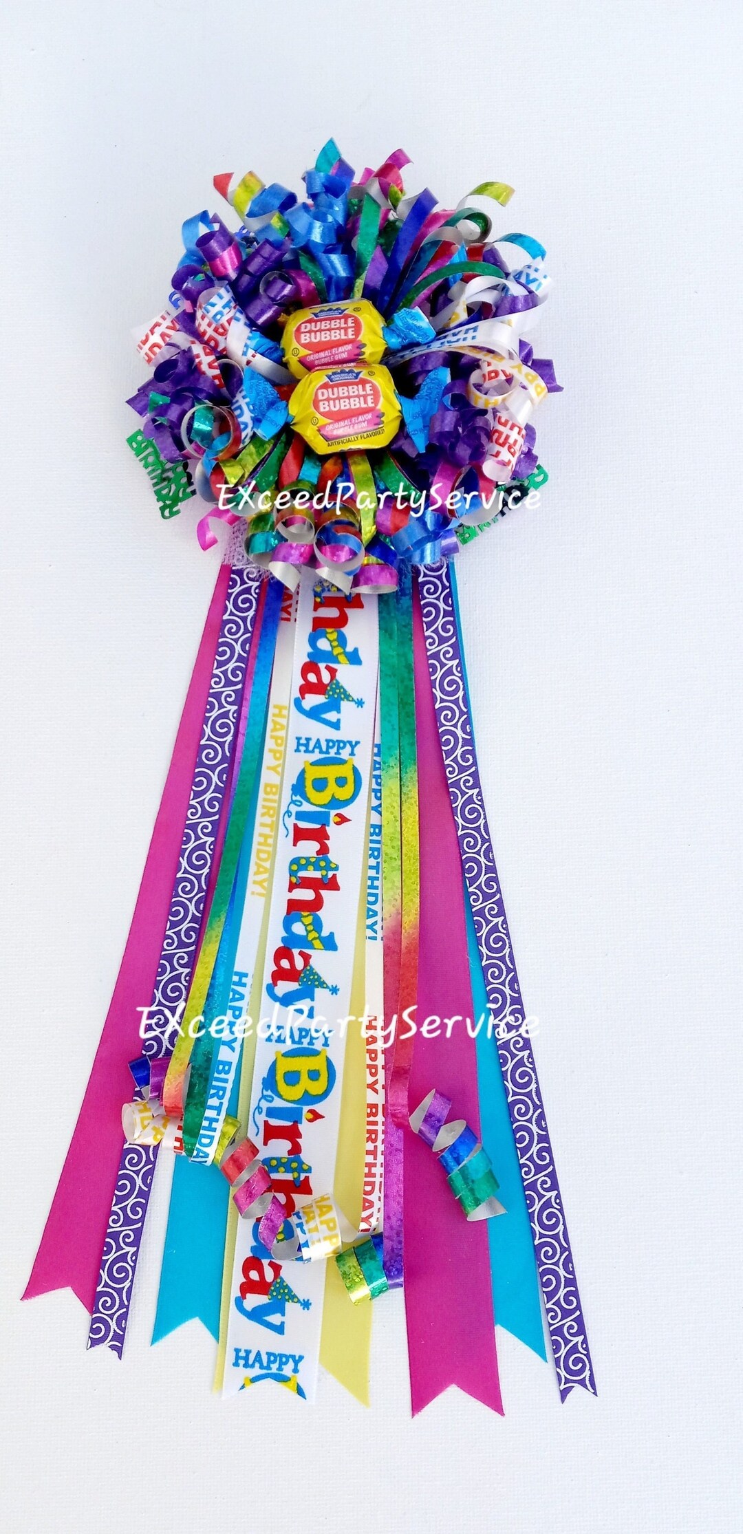 Rain Bow Birthday/rainbow Party Candy Curly Ribbon Corsage /rainbow ...