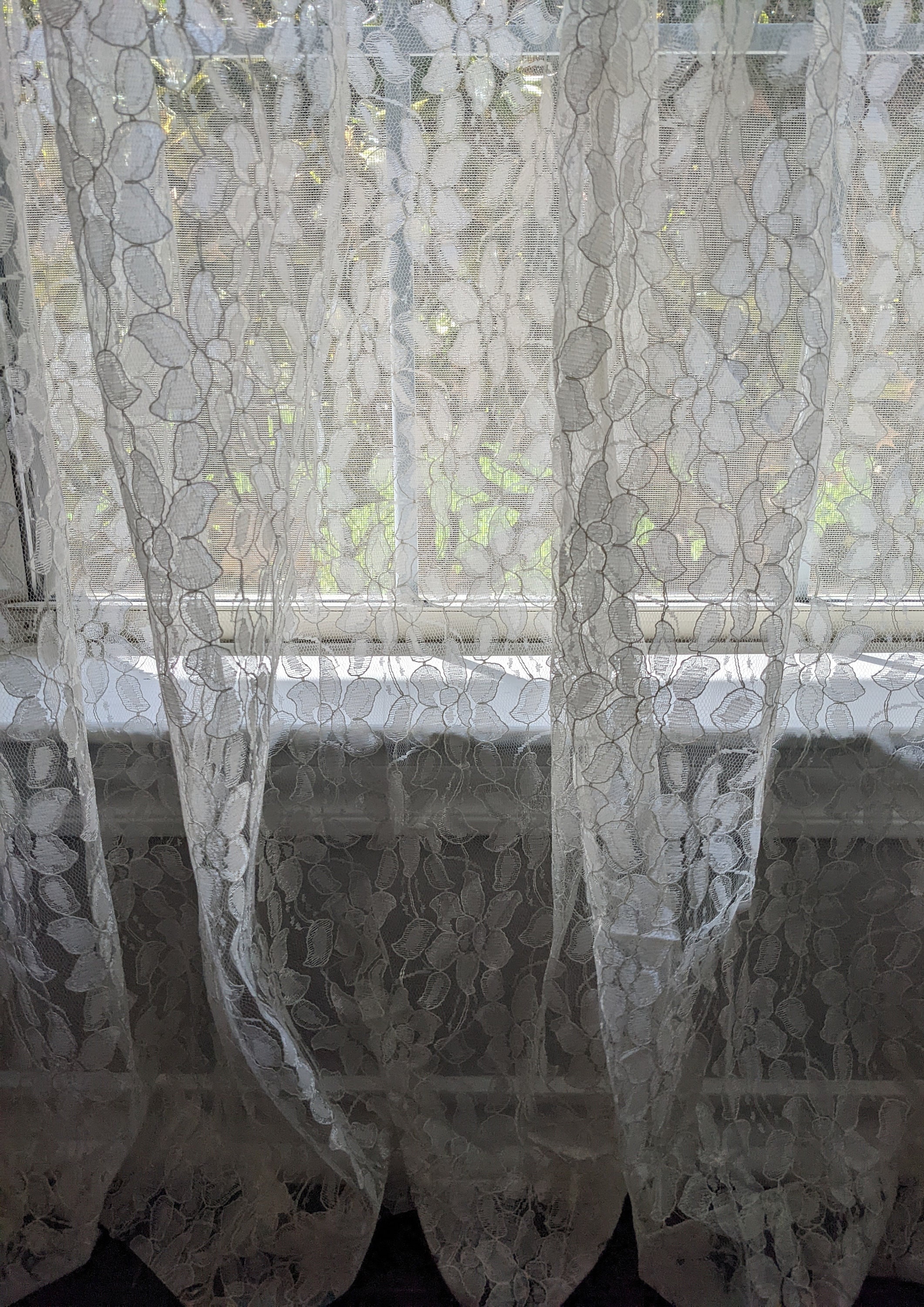 Double Panel 2 Floral Lace Sheers/curtain Off-white - Etsy