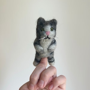 Cute Finger Puppet Cat Grey Made of Felt I Finger Game I Farm Animal I ...