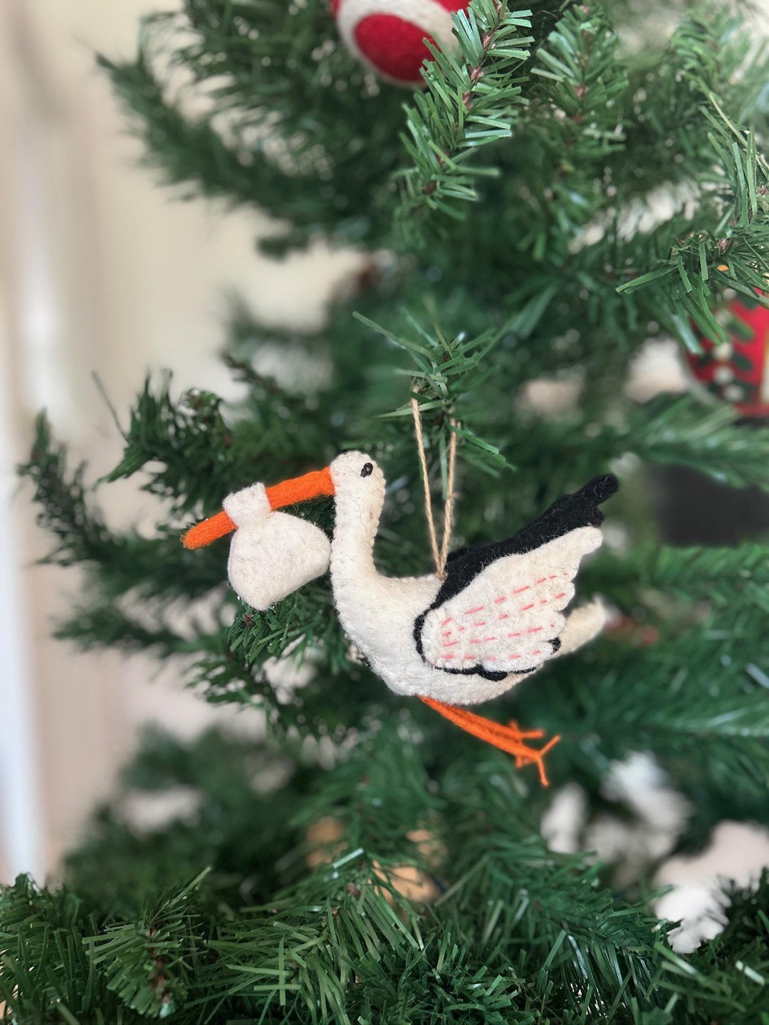Stork Pendant | Felt Christmas Tree Ornament | Christmas Decoration ...