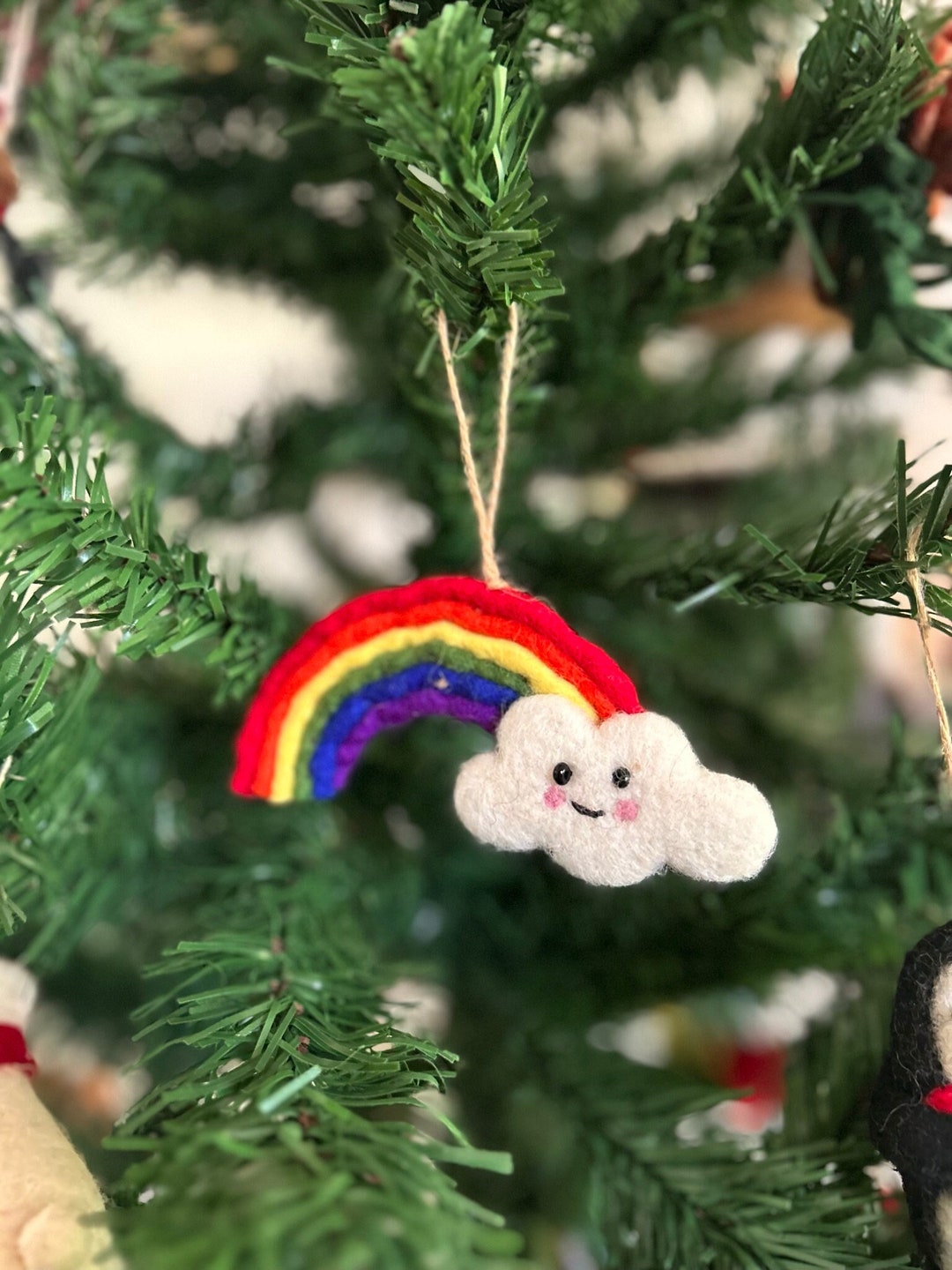 Rainbow Christmas Ornament With Smiling Cloud | Christmas Tree ...