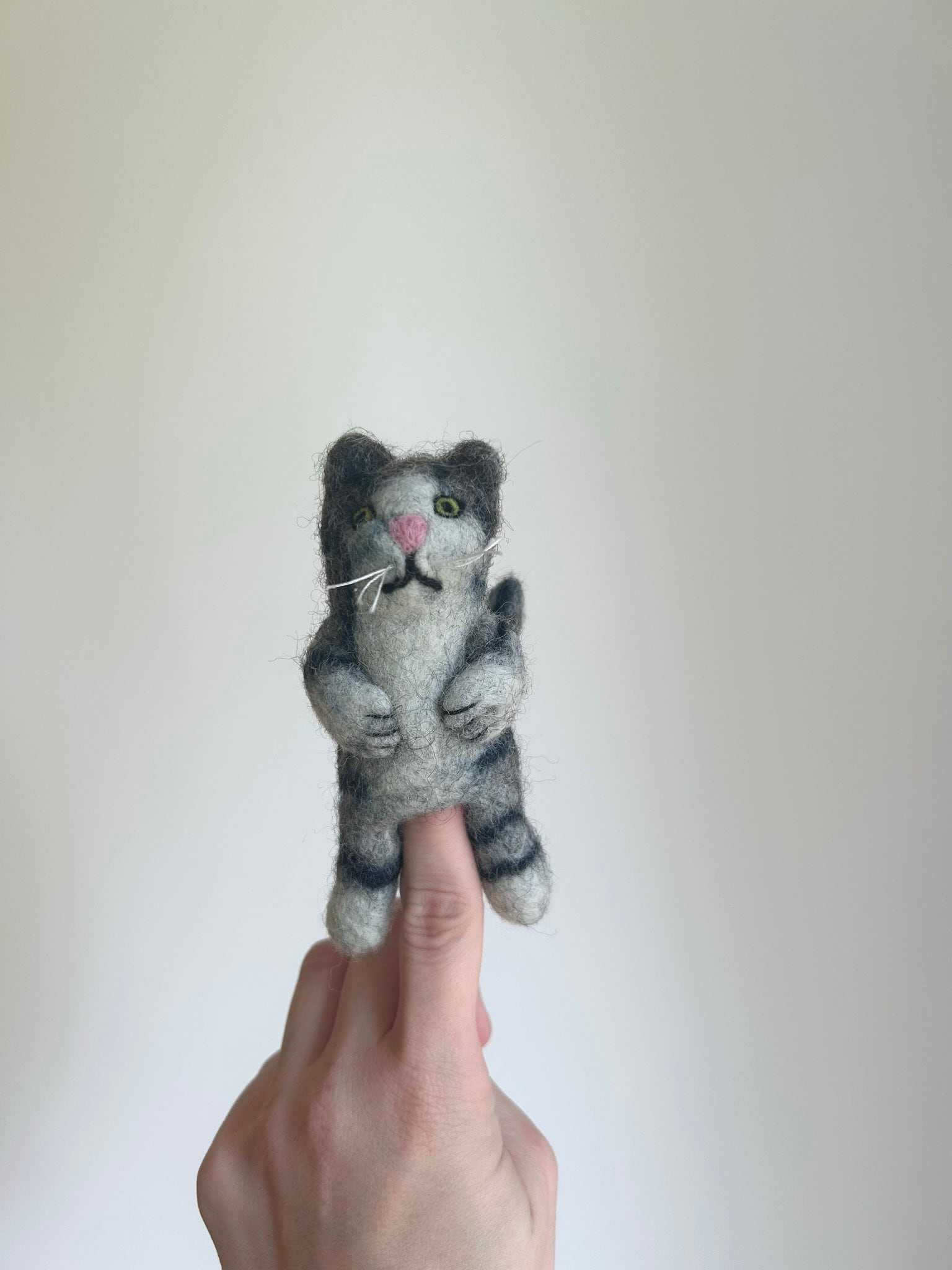 Cute Finger Puppet Cat Grey Made of Felt I Finger Game I Farm Animal I ...