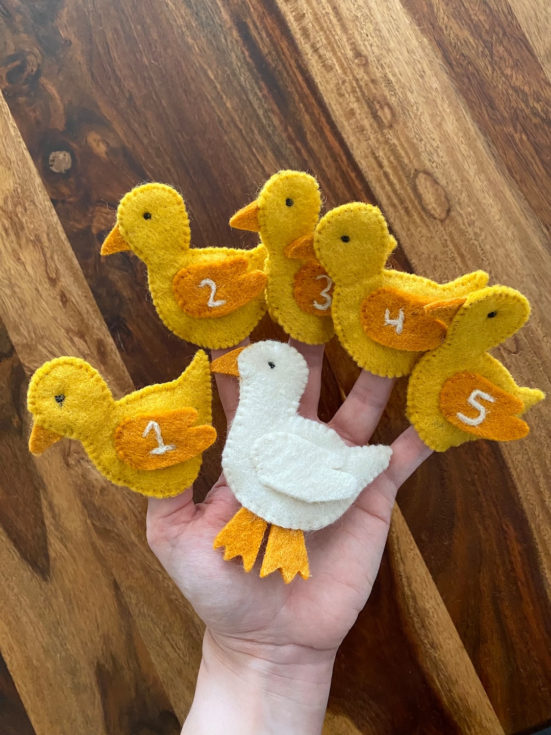 Educational Game Finger Puppets Ducks, Counting Game, Felt Animals Five ...