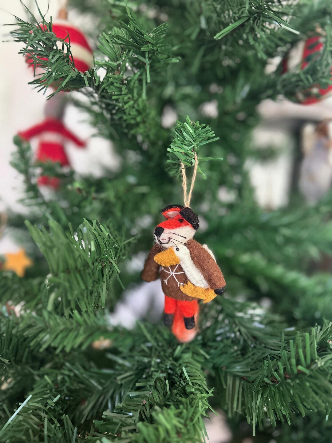 Christmas Ornament Fox With Goose | Christmas Tree Decoration ...