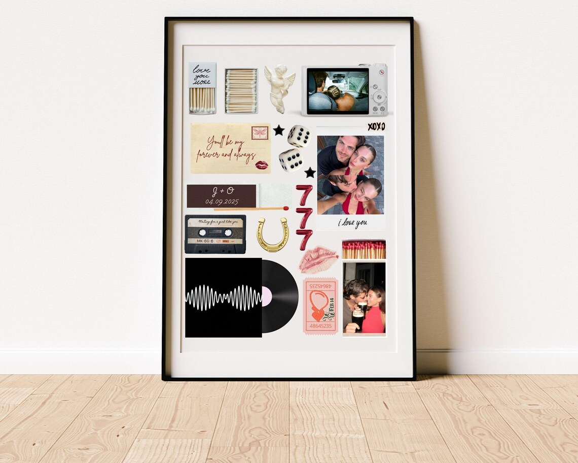Matchbook Collage Couple Anniversary Print Canva Template DIY Photo ...