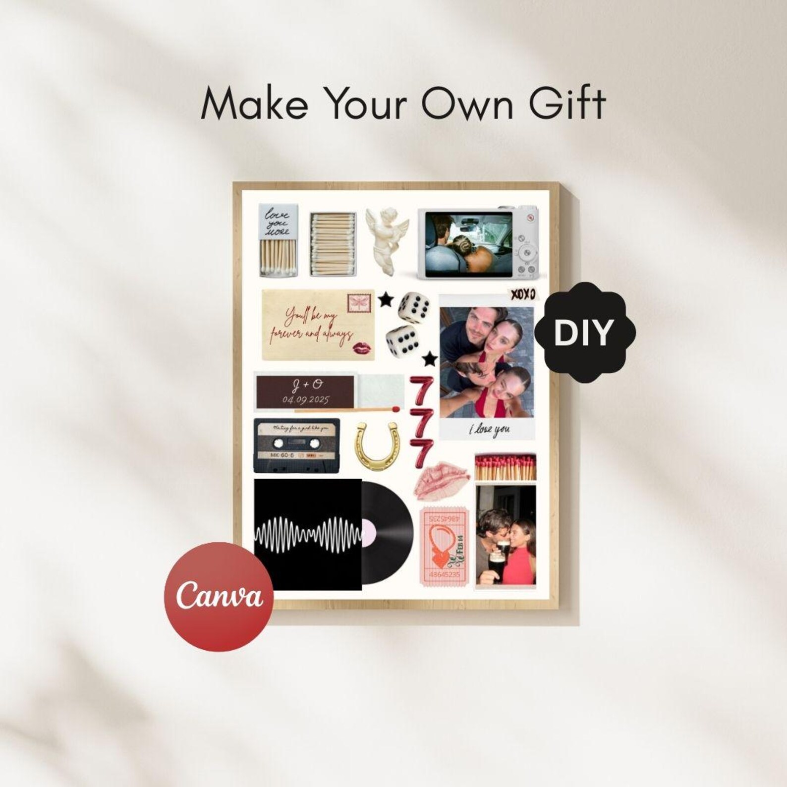 Matchbook Collage Couple Anniversary Print Canva Template DIY Photo ...