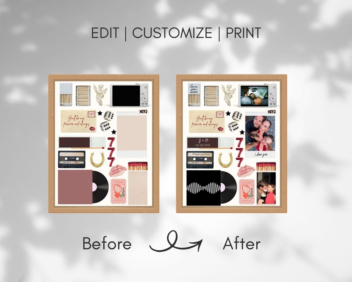 Matchbook Collage Couple Anniversary Print Canva Template DIY Photo ...