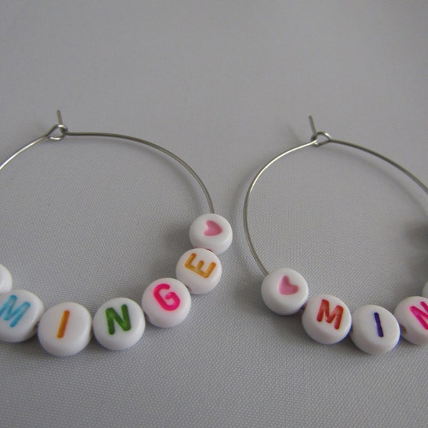 Word Hoop Earrings Handmade - Etsy