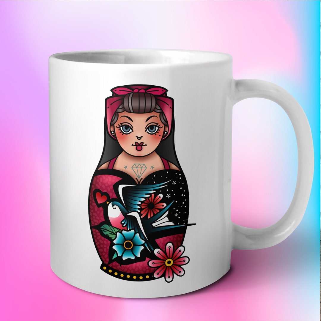 50s Pin up Mug, Alternative Fashion, Quirky Gift, Present, Russian Doll ...