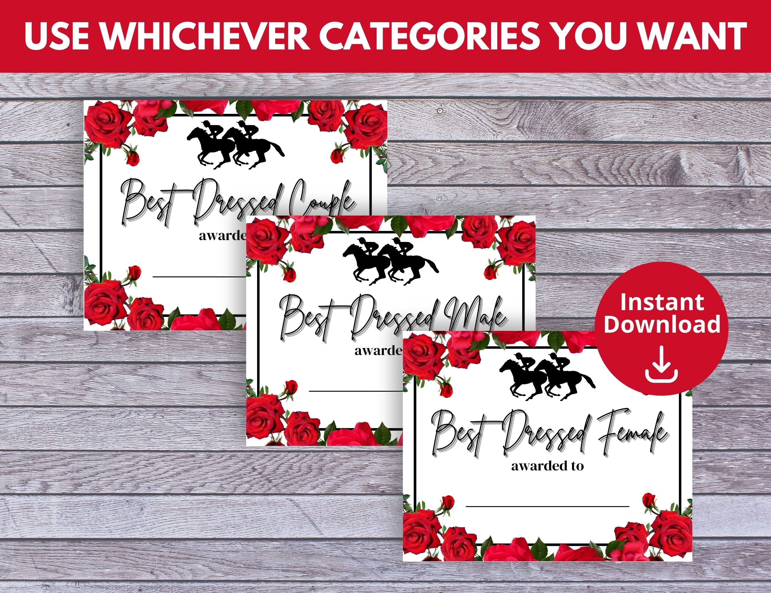 Derby Party Game | Best Dressed Certificates - Etsy