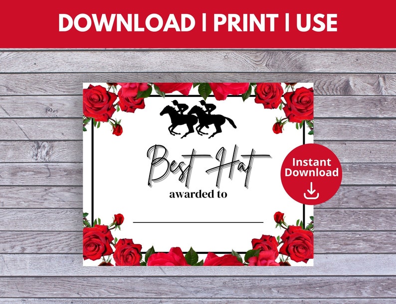 Derby Party Game | Best Dressed Certificates - Etsy