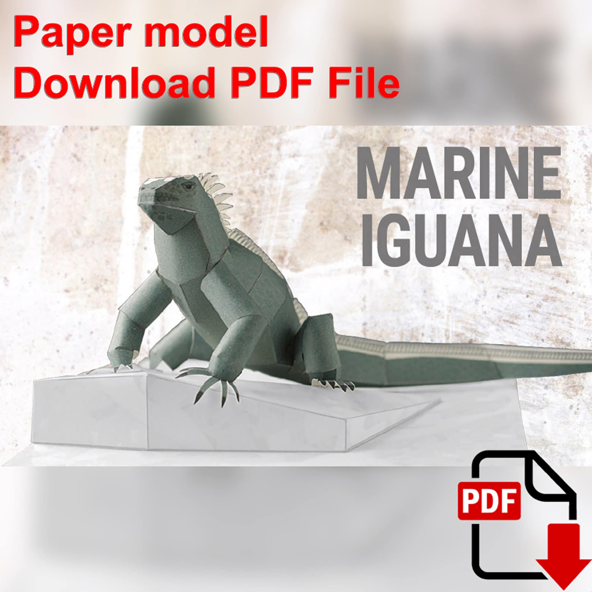 Marine Iguana, Papercraft, 3D Paper Model, Animal, Zoo, Paper Craft ...