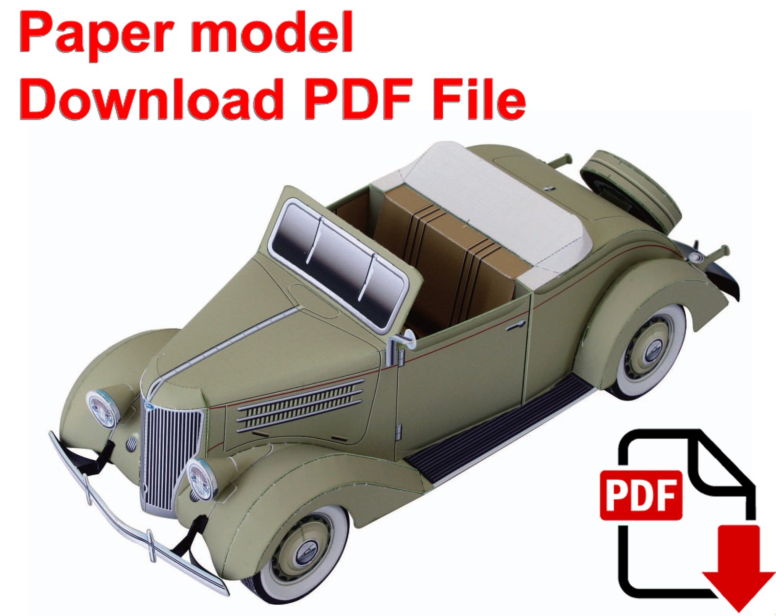 Ford Convertible Cabriolet, Papercraft, 3D Paper Model, Animal, Zoo ...
