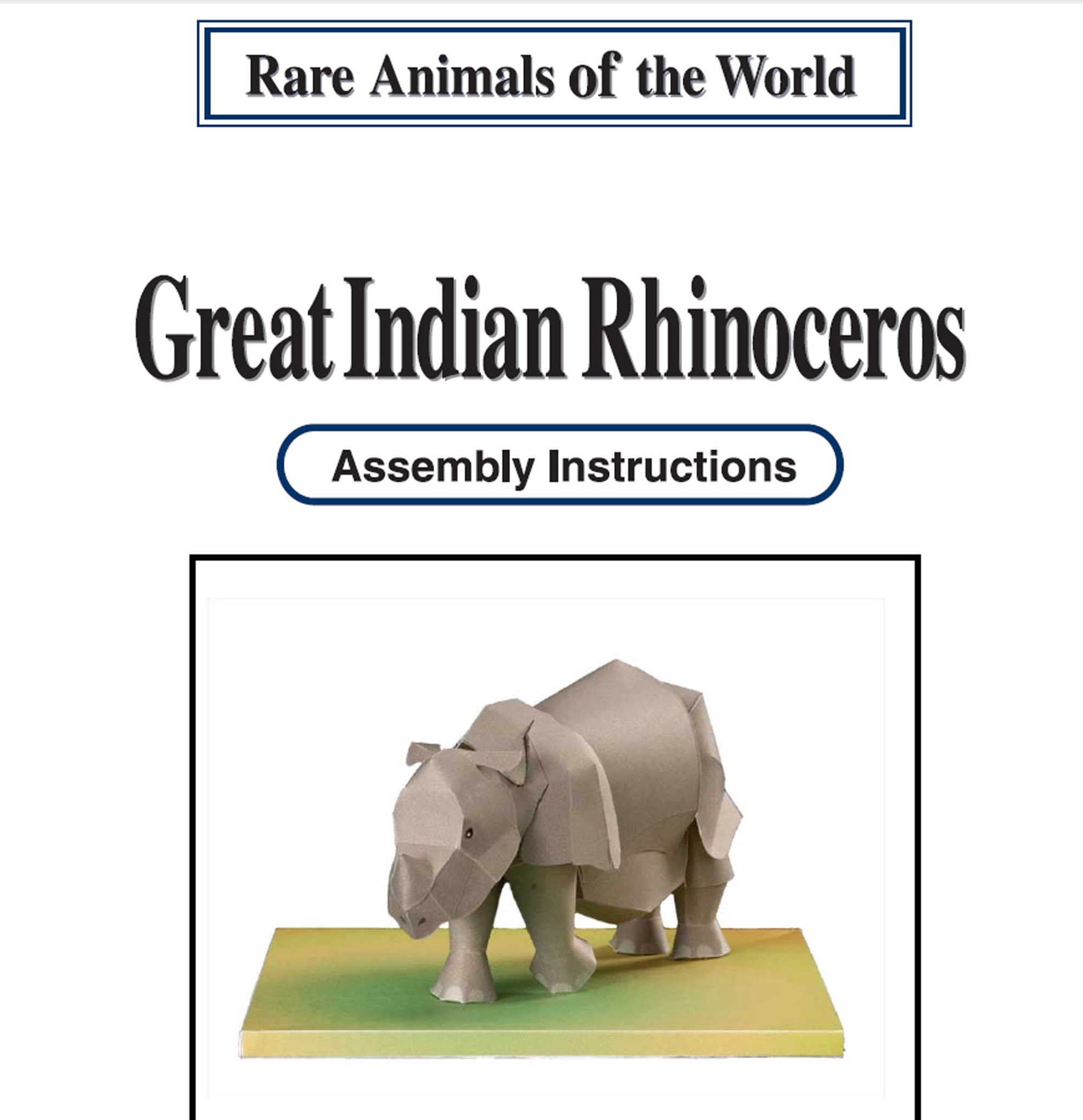 Great Indian Rhinoceros, Papercraft, 3D Paper Model, Animal, Zoo, Paper ...