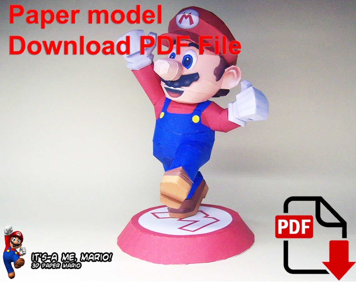 Super Mario Papercraft, 3D Paper Model DIY (PDF Template) - Etsy