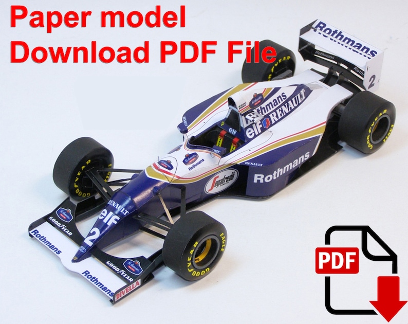 Williams FW-16 Paper Model, DIY 3D Papercraft (PDF Template) - Etsy