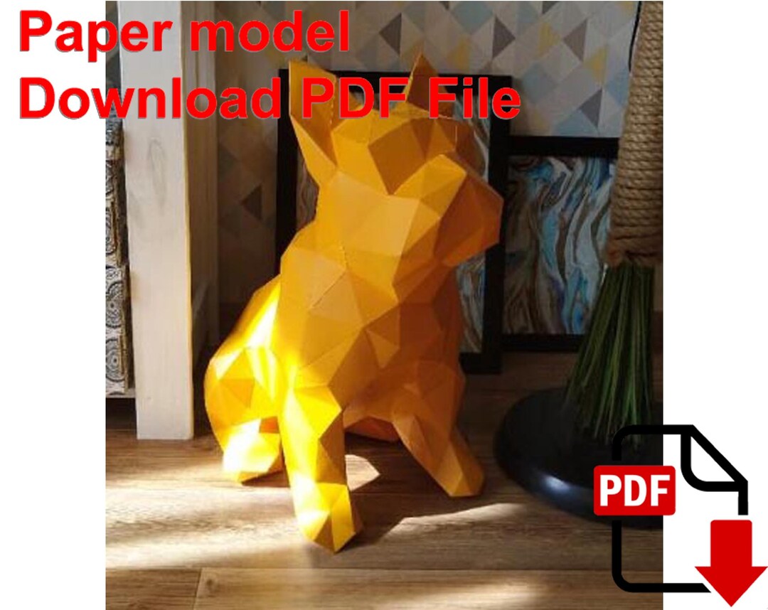 Bulldog, Papercraft, 3D Paper Model, Animal, Zoo, Paper Craft, Template ...