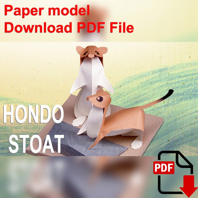 Hondo Stoat, Papercraft, 3D Paper Model, Animal, Zoo, Paper Craft ...