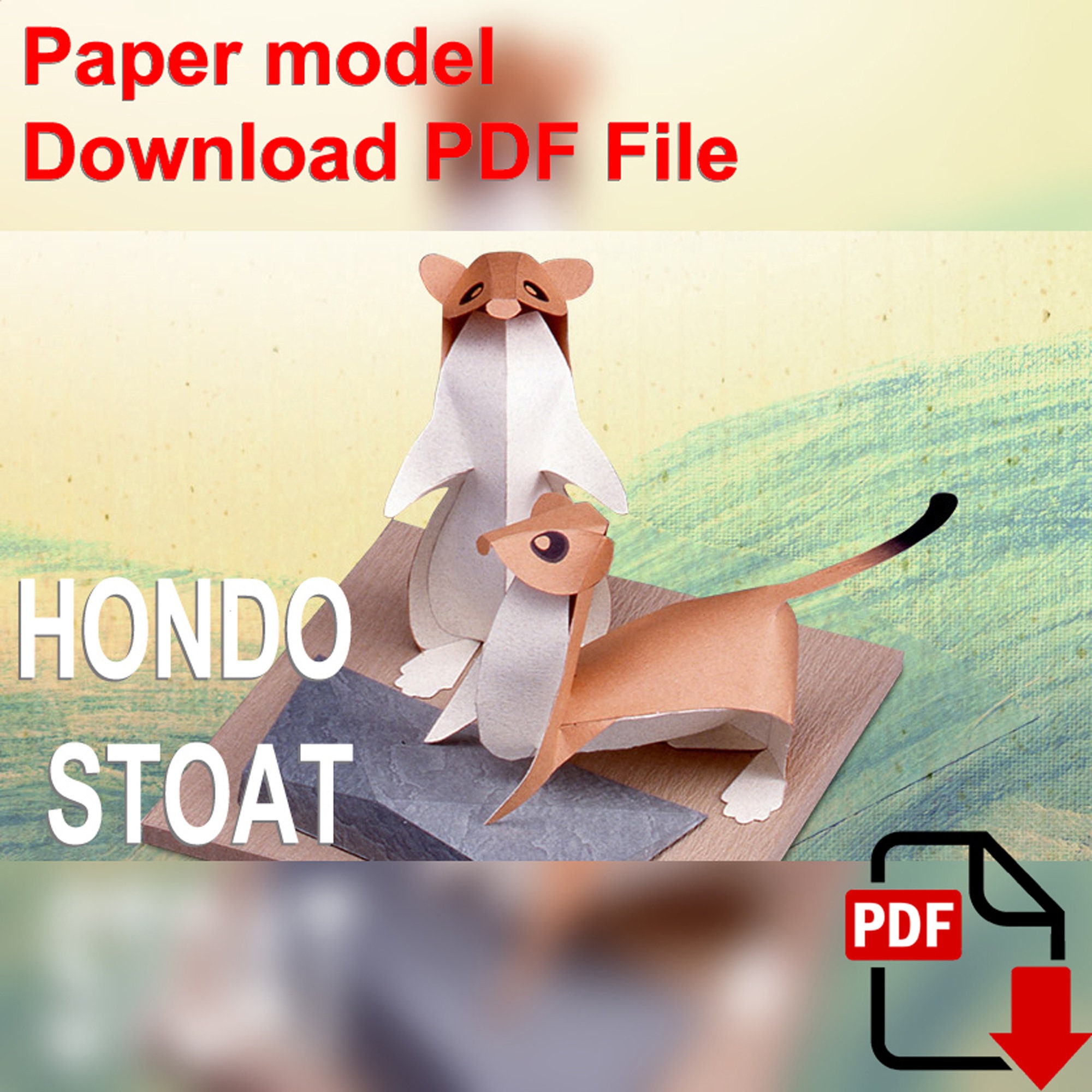 Hondo Stoat, Papercraft, 3D Paper Model, Animal, Zoo, Paper Craft ...