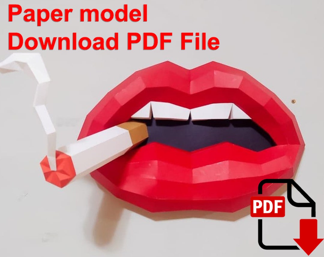 Smoking Lips, Papercraft, 3D Paper Model, Animal, Zoo, Paper Craft ...