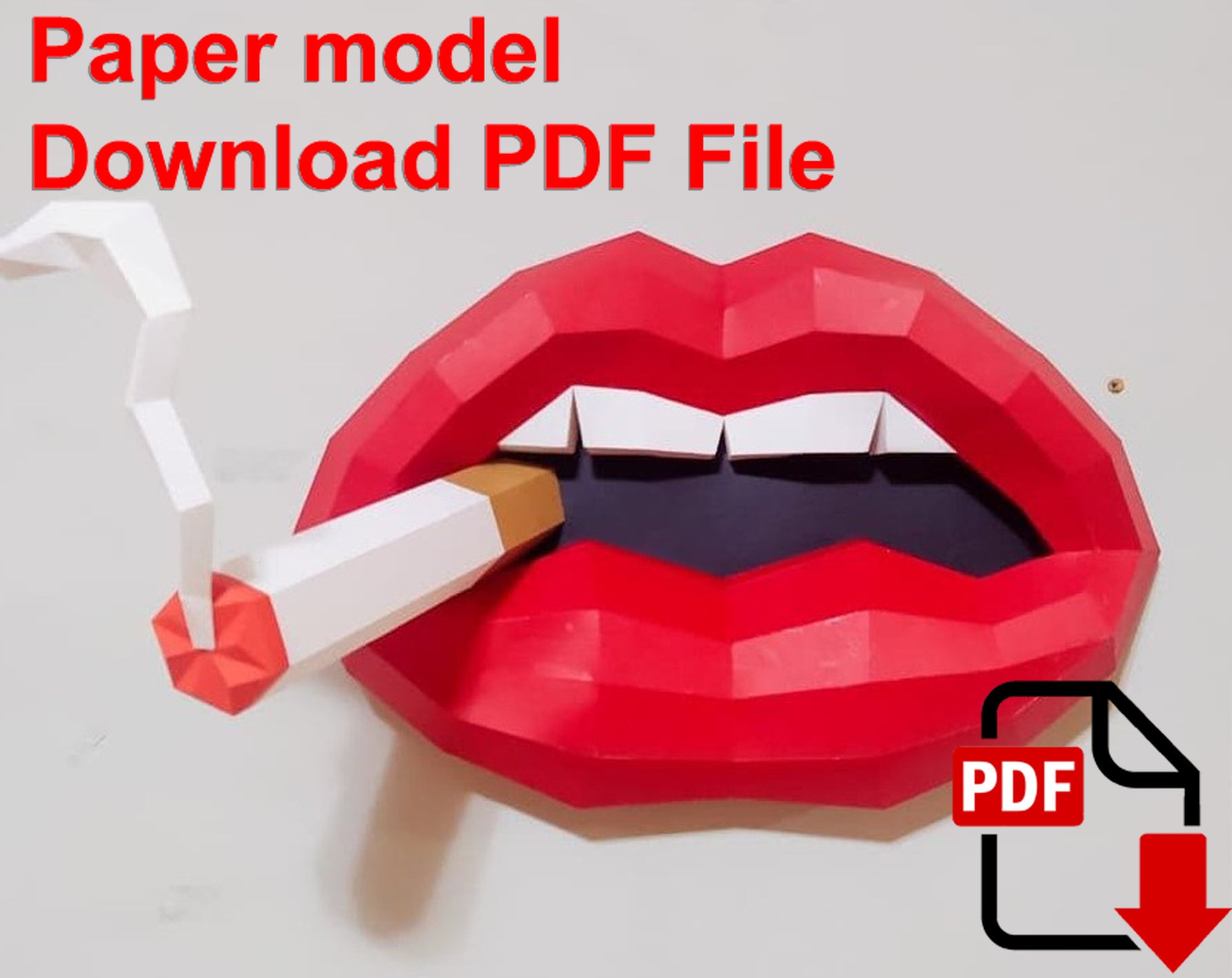 Smoking Lips, Papercraft, 3D Paper Model, Animal, Zoo, Paper Craft ...