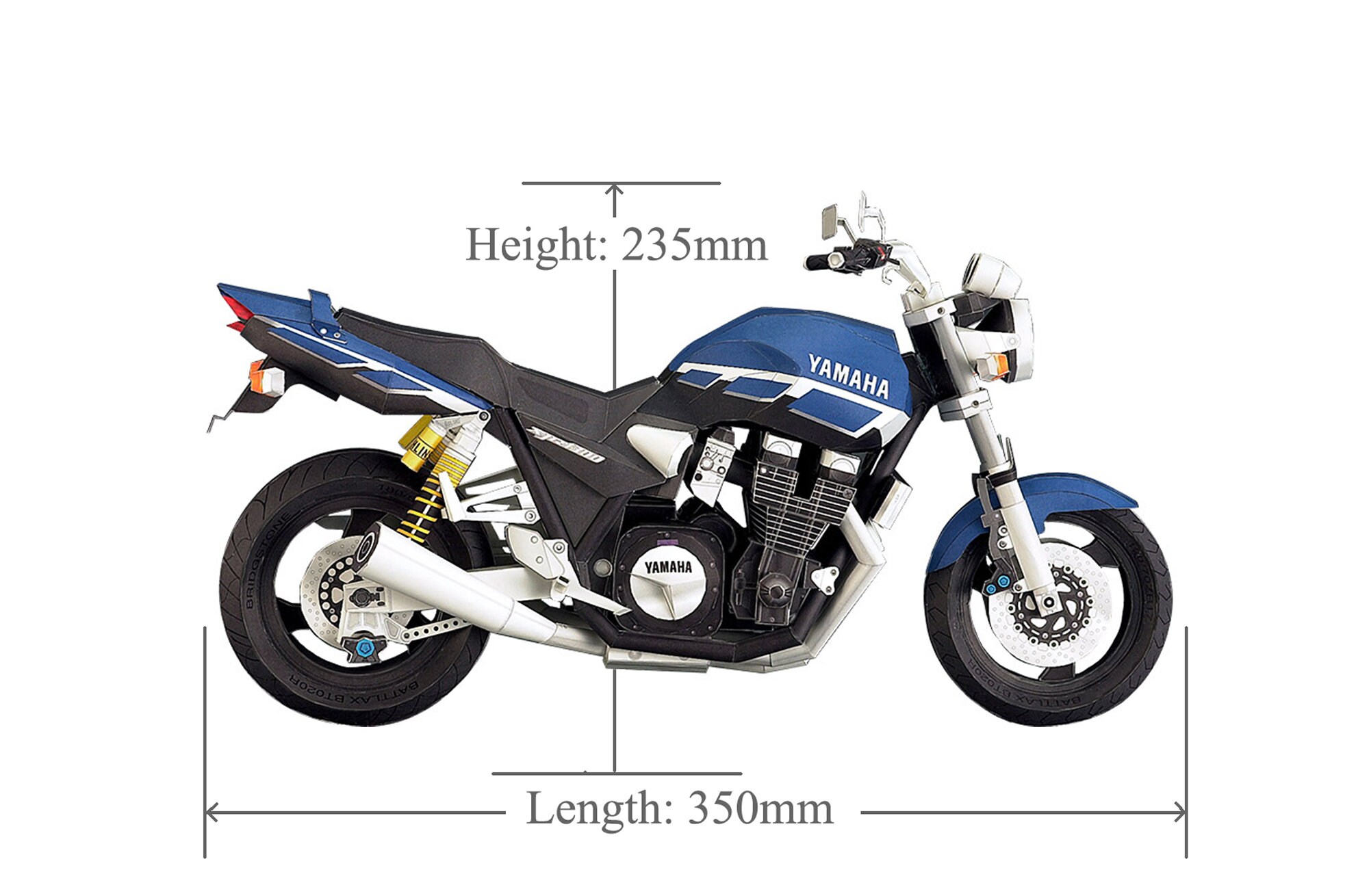 Yamaha XJR1300 Realistic Papercraft 3D Paper Model, Motorcycle, Paper ...