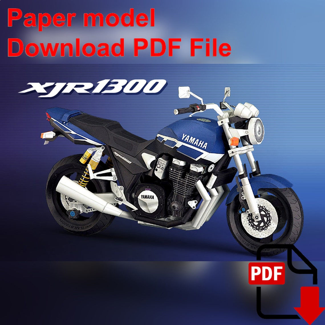 Yamaha XJR1300 Realistic Papercraft 3D Paper Model, Motorcycle, Paper ...
