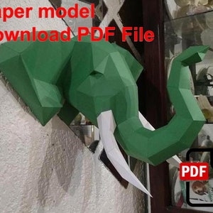3D Paper Elephant Head Model, DIY Papercraft (PDF Template) - Etsy