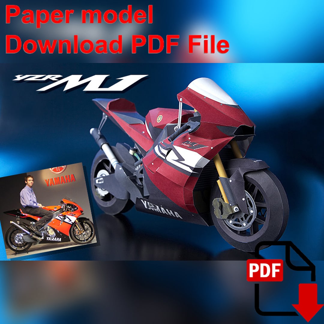 Yamaha YZR-M1 Realistic Papercraft 3D Paper Model, Motorcycle, Paper ...