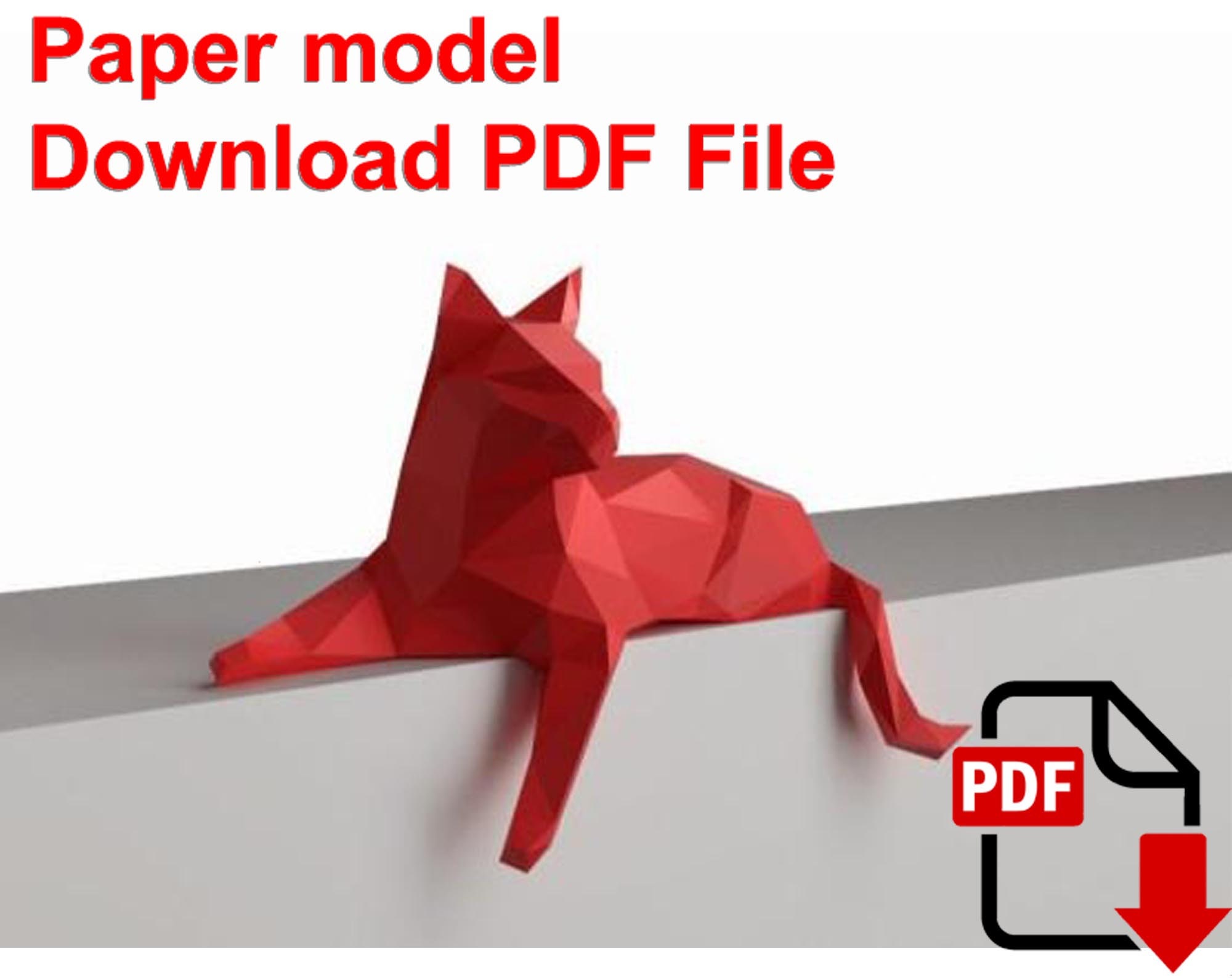 Cat Sitting, Papercraft, 3D Paper Model, Animal, Zoo, Paper Craft ...