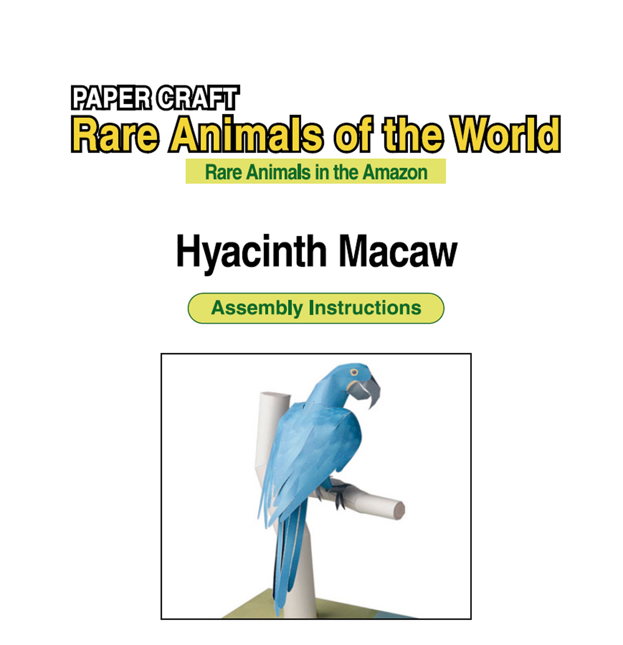 Hyacinth Macaw Papercraft 3D Paper Model Animal Zoo Paper - Etsy