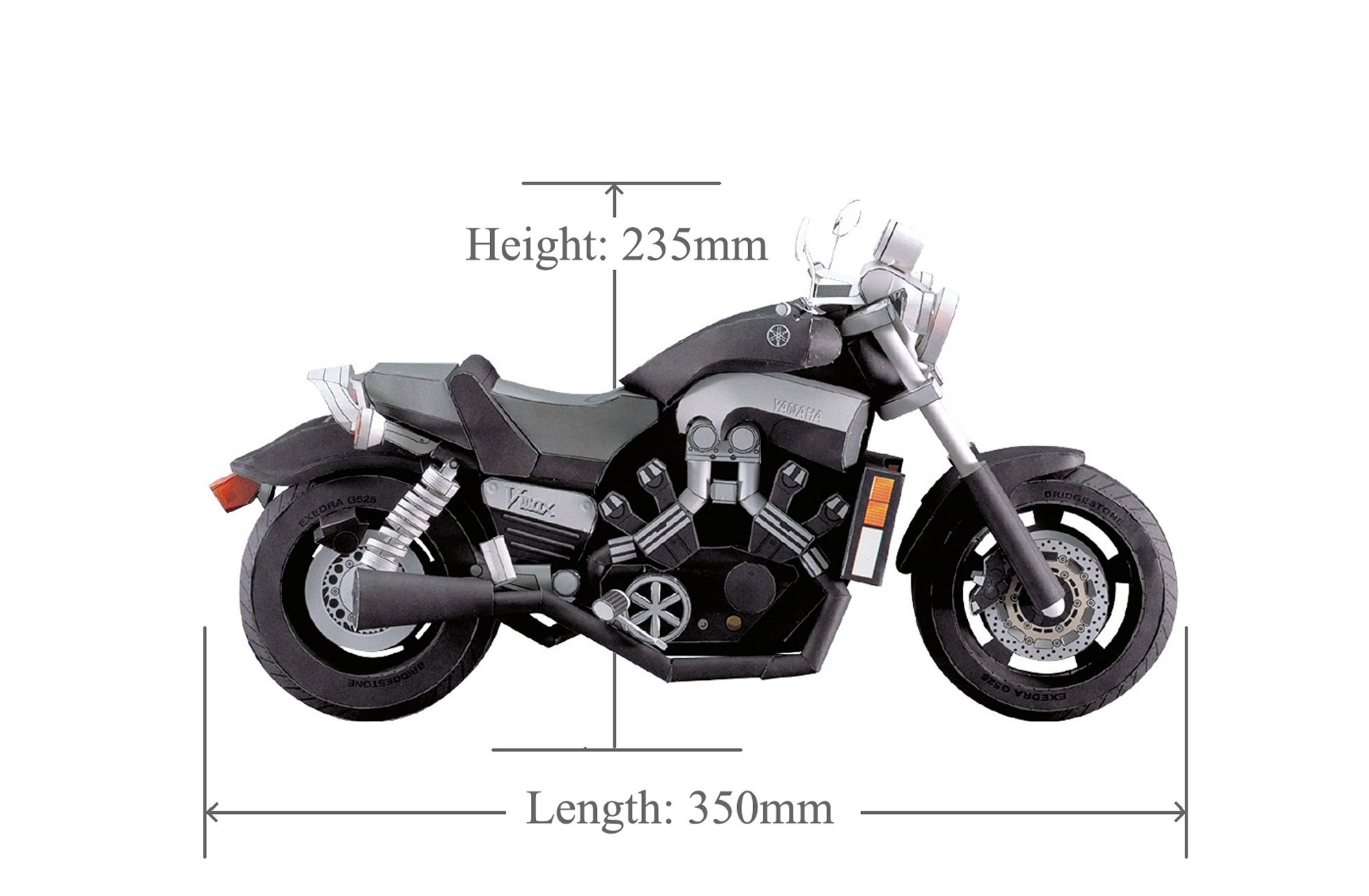 Yamaha Vmax Realistic Papercraft 3D Paper Model, Motorcycle, Paper ...