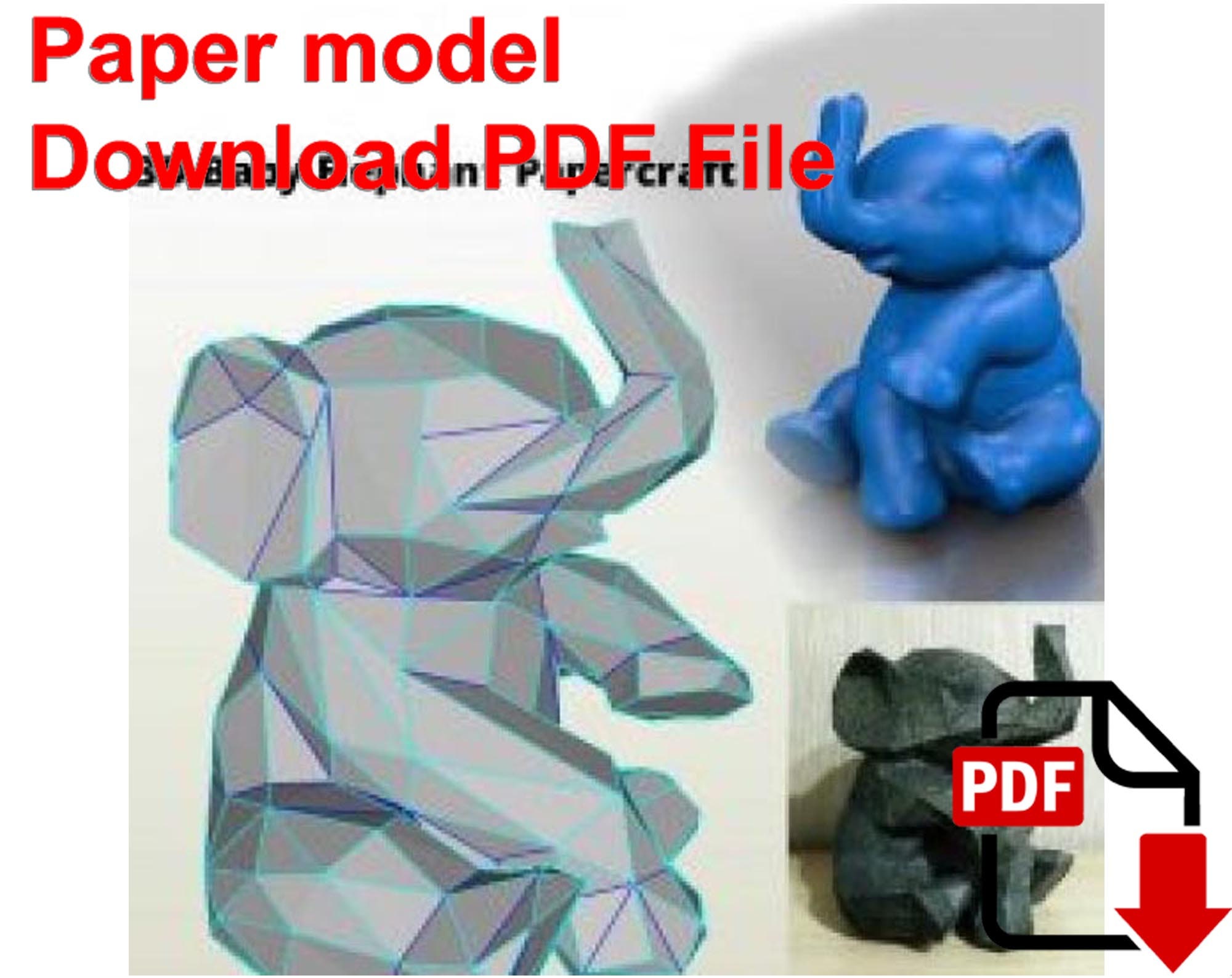 Baby Elephant, Papercraft, 3D Paper Model, Animal, Zoo, Paper Craft ...