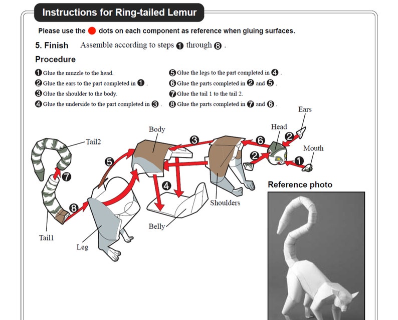Ring-tailed Lemur, Papercraft, 3D Paper Model, Animal, Zoo, Paper Craft ...