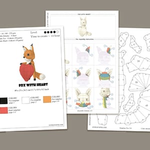 Fox, Papercraft, 3D Paper Model, Animal, Zoo, Paper Craft, Template PDF ...
