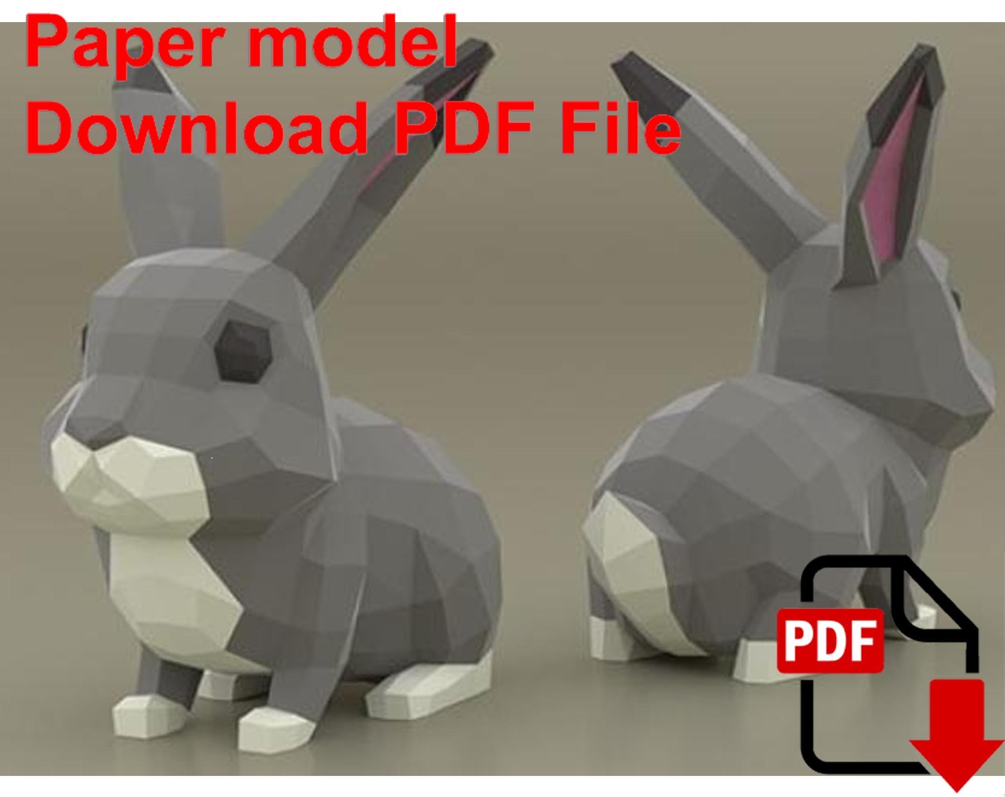 3D Paper Bunny Model, DIY Papercraft (PDF Template) - Etsy