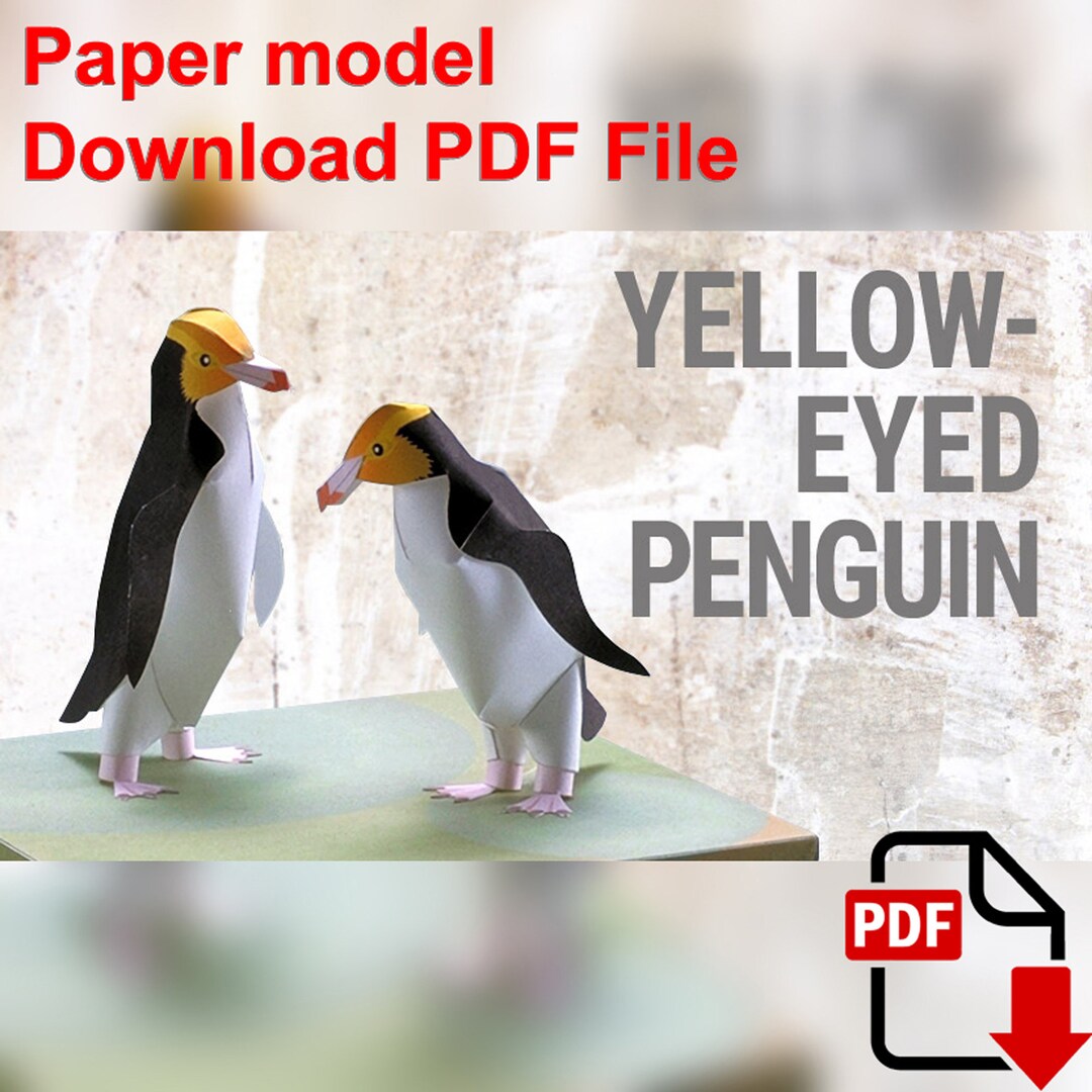 Yellow-eyed Penguin, Papercraft, 3D Paper Model, Animal, Zoo, Paper ...